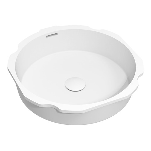 Sub 436mm Matte White Round Undermount Basin with Overflow | Temple ...