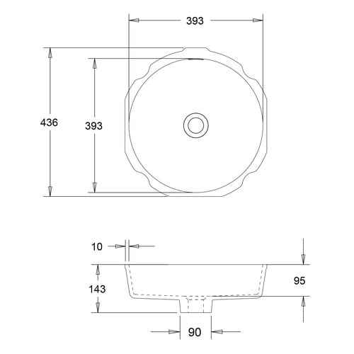 Sub 436mm Matte White Round Undermount Basin with Overflow | Temple ...