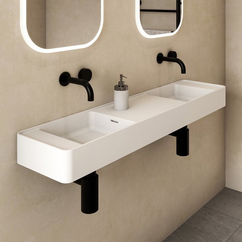 Mod 1200mm Matte White Wall Hung Basin with Overflow | Temple & Webster
