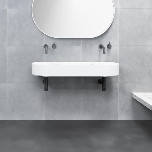 OMVIVO Lune 1200mm Oval Solid Surface Double Basin | Temple & Webster