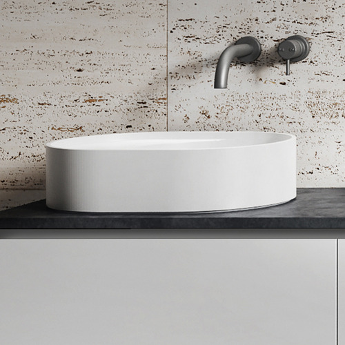 OMVIVO Lune 550mm Oval Solid Surface Above Counter Basin | Temple & Webster