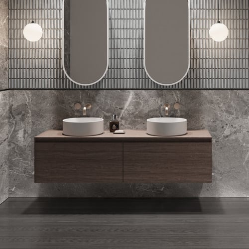 Lune 380mm Matte White Round Solid Surface Above Counter Basin | Temple ...