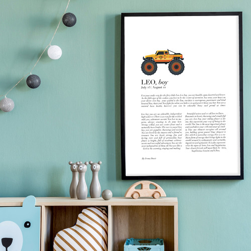 Zodiac Leo Child Monster Truck Printed Wall Art | Temple & Webster