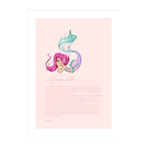 TinyTotsPrints Zodiac Scorpio Child Mermaid Printed Wall Art | Temple ...