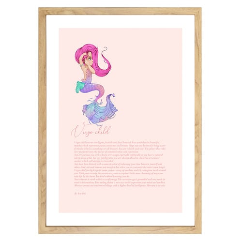 Zodiac Virgo Child Mermaid Printed Wall Art | Temple & Webster