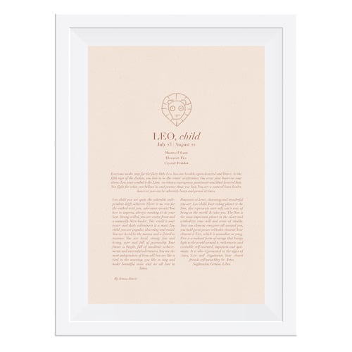 Blush Zodiac Leo Child Printed Wall Art | Temple & Webster