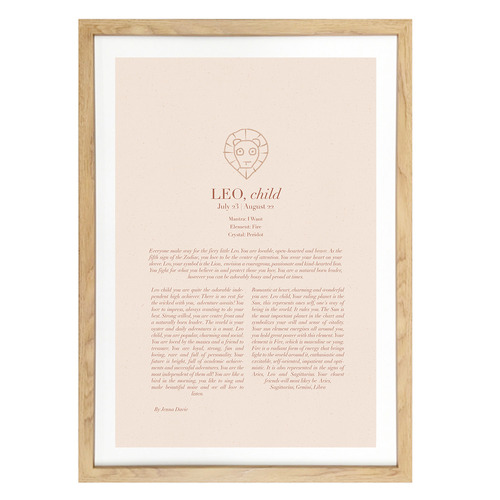 Blush Zodiac Leo Child Printed Wall Art | Temple & Webster
