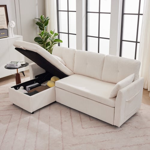 Cassington_Home Fontana 3 Seater Single Corduroy Sofa Bed with ...