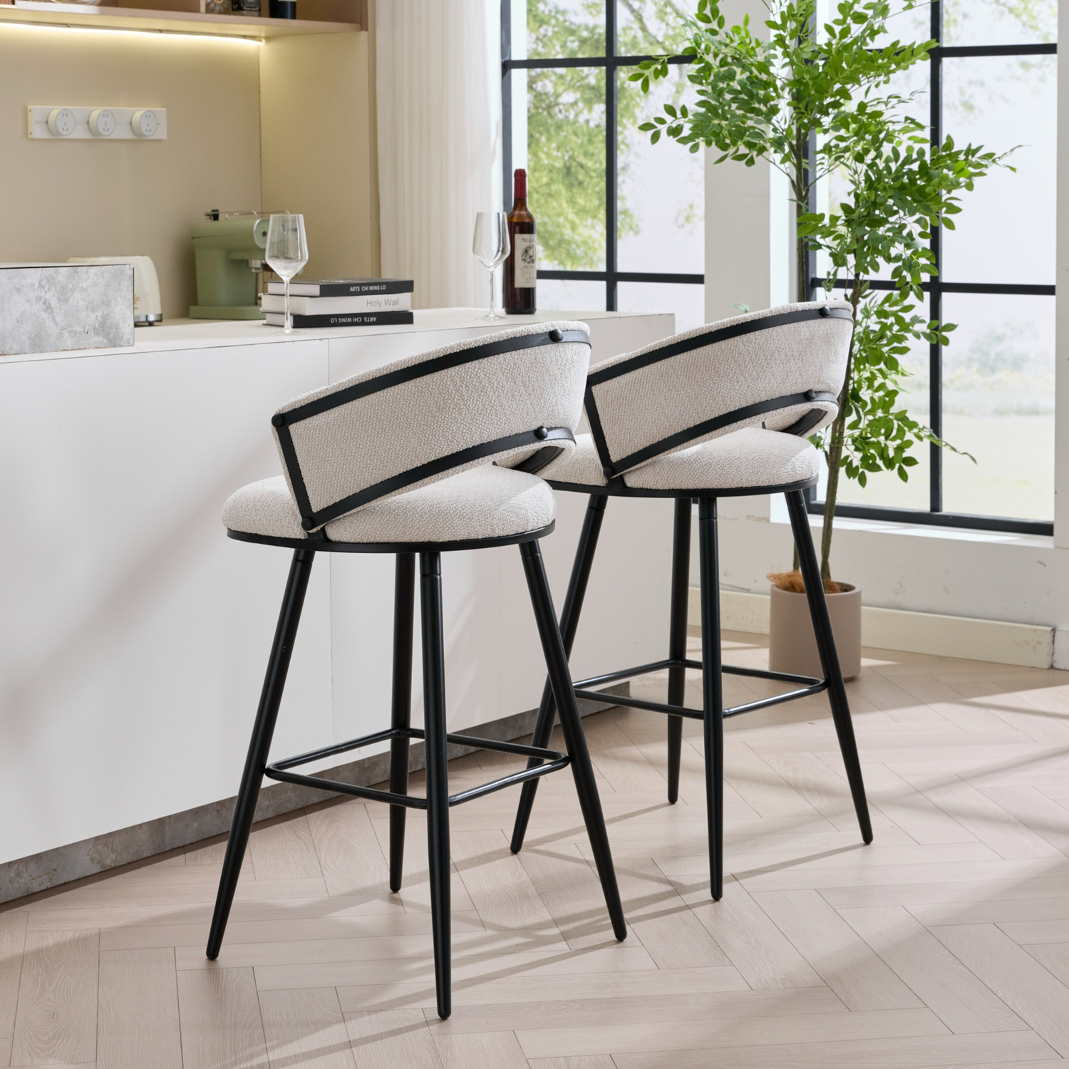 74cm Dashiell Upholstered Bar Stools | Temple & Webster