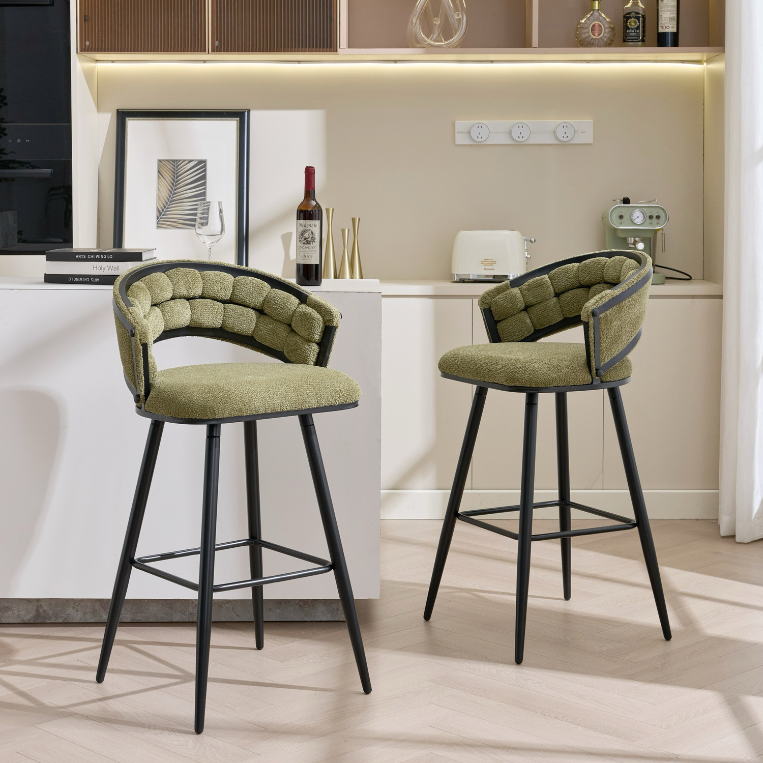 74cm Dashiell Upholstered Bar Stools | Temple & Webster
