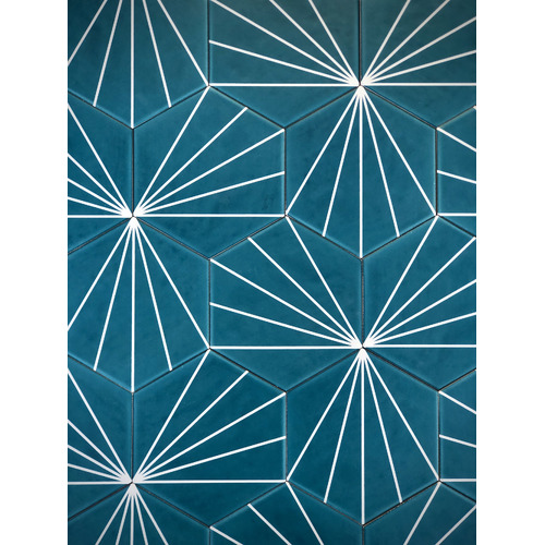 Astoria Satin Teal Hexagon Ceramic Tile | Temple & Webster