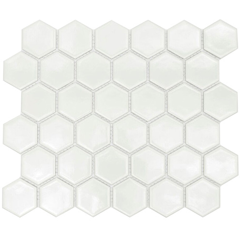 White Hexagon Mosaic Tile Matt Finish Swatch | Temple & Webster