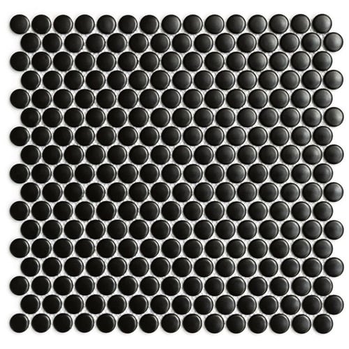 Black Penny Round Matt Porcelain Mosaic Tile | The Build by Temple ...
