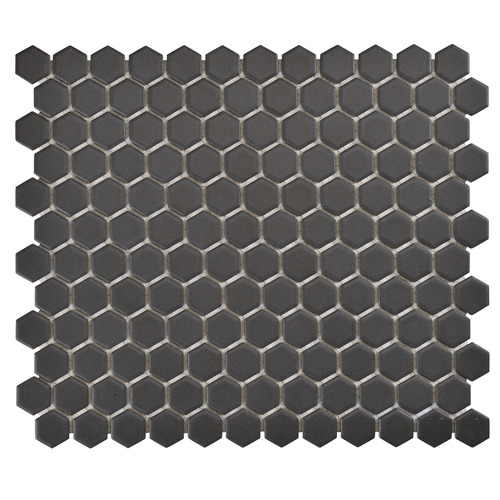 Hyatt Hex Grid Matt Mosaic Tile Black Swatch | Temple & Webster