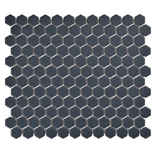 Hyatt Hex Grid Matt Mosaic Tile Navy Swatch | Temple & Webster