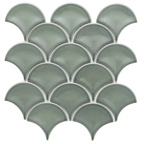 CoveTiles Fish Scale Gloss Mosaic Tile Green Swatch | Temple & Webster