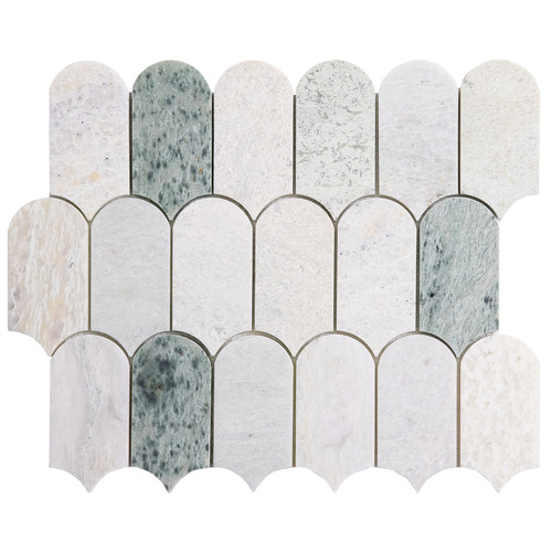 Green Feather Honed Mosaic Tile Swatch | Temple & Webster