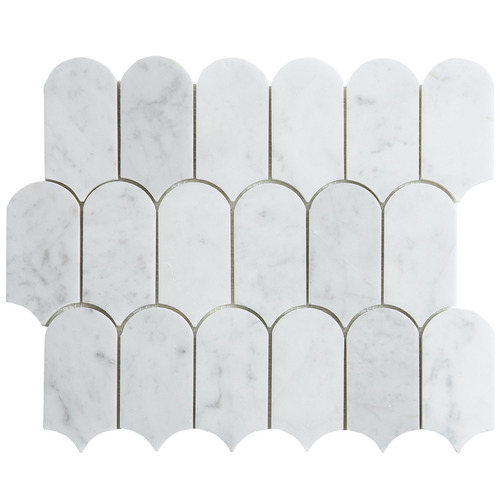 Light Grey Feather Honed Bianco Carrara Marble Mosaic Tile Swatch ...