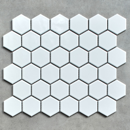 Remi 325 x 281mm Gloss White Hexagon Porcelain Mosaic Tile | Temple ...