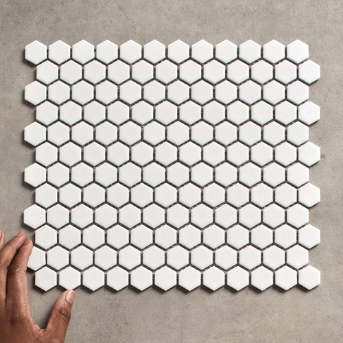 Remi 260 x 300mm Gloss White Hexagon Porcelain Mosaic Tile | Temple ...