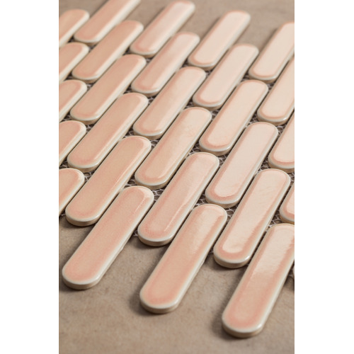 Avery Gloss Antique Pink Tic Tac Porcelain Mosaic Tile | Temple & Webster