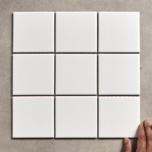 Sasha Matt Off-White Large Square Porcelain Mosaic Tile | Temple & Webster