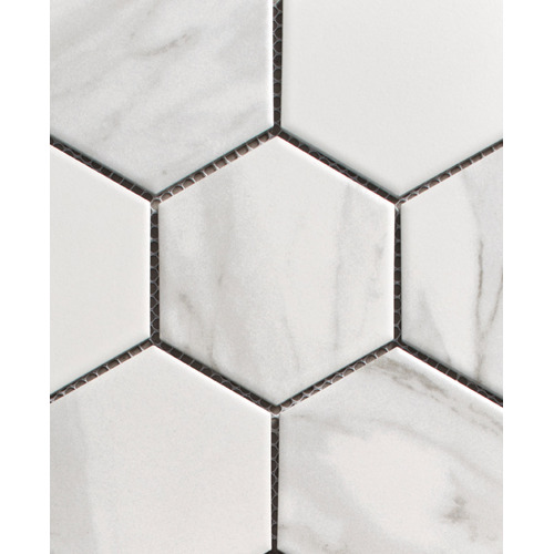 Remi 256 x 296mm Matt White Carrara Look Porcelain Mosaic Tile | Temple ...