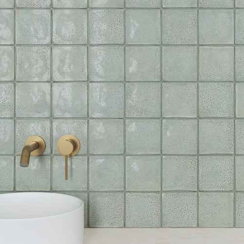 Naples Gloss Matcha Small Square Ceramic Tile | Temple & Webster