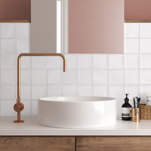 Naples Gloss White Small Square Ceramic Tile | Temple & Webster