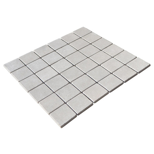 Nadia Tumbled Grey Small Square Mosaic Tile | Temple & Webster