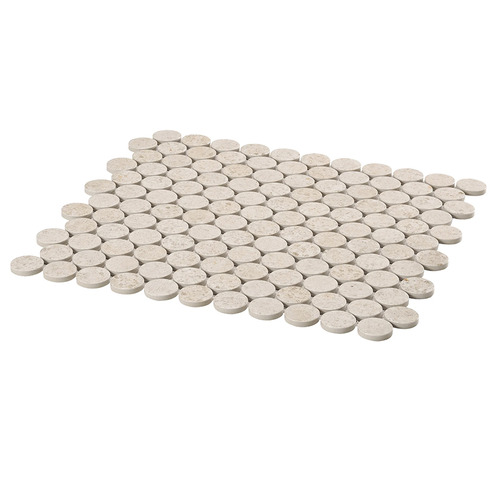 Bilal Beige Penny Round Porcelain Mosaic Tile | Temple & Webster