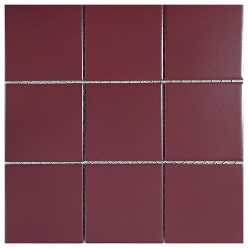 Stanmore Burgundy Small Square Porcelain Mosaic Tile | Temple & Webster