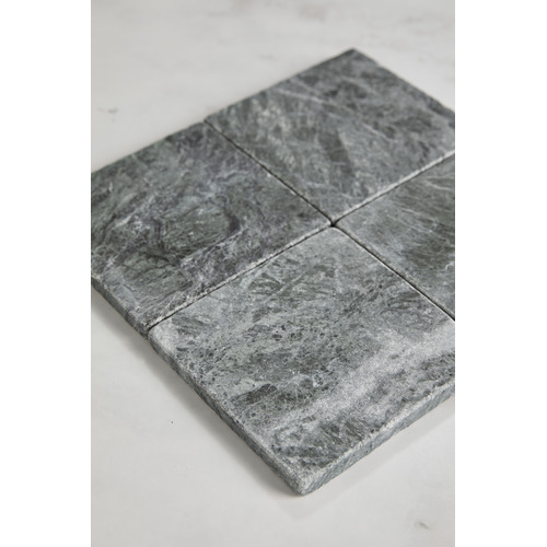 Isha 100 x 100mm Tumbled Green Marble Square Tile | Temple & Webster