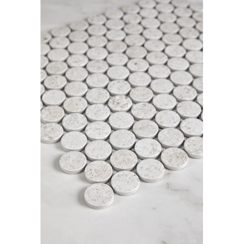 Bilal Beige Penny Round Porcelain Mosaic Tile | Temple & Webster