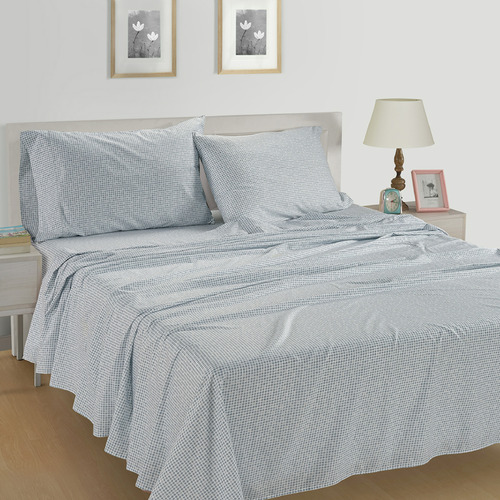 Blue Polka Dot Organic Washed Cotton Sheet Set | Temple & Webster