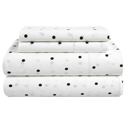LaneLinen Black Polka Dot Organic Washed Cotton Sheet Set | Temple ...