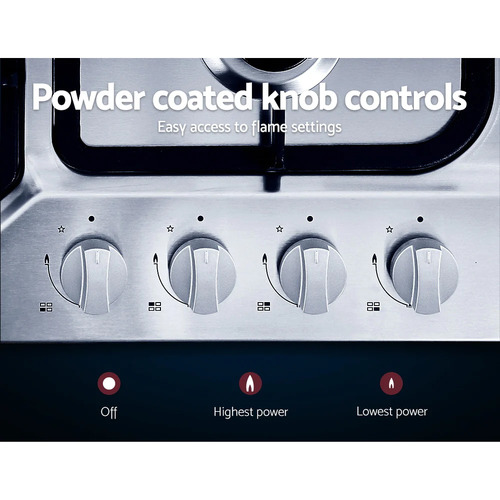 Silver Devanti Stainless Steel Gas Cooktop | Temple & Webster