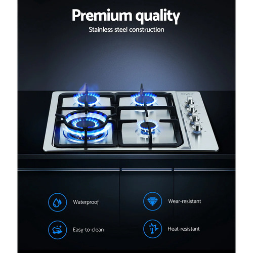 Silver Devanti 4 Burner Gas Cooktop | Temple & Webster