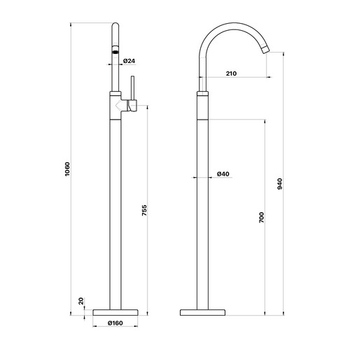 Matcha Floor Mounted Bath Mixer | Temple & Webster