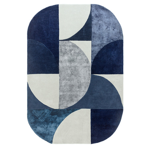 Asiatic Indigo Oval Hand-Tufted Wool-Blend Rug | Temple & Webster