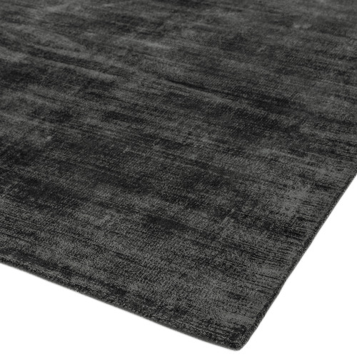 Charcoal Blade Hand-Woven Viscose Rug | Temple & Webster