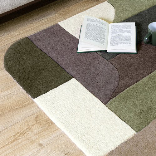 Sage Matrix Klotski Hand-Tufted Wool Rug | Temple & Webster