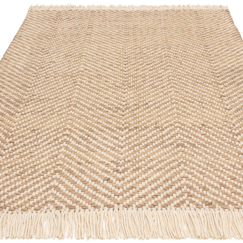 Sand Vigo Flat Weave Wool-Blend Rug | Temple & Webster