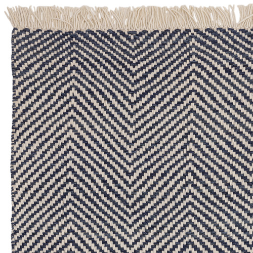 Navy Vigo Flat Weave Wool-Blend Rug | Temple & Webster