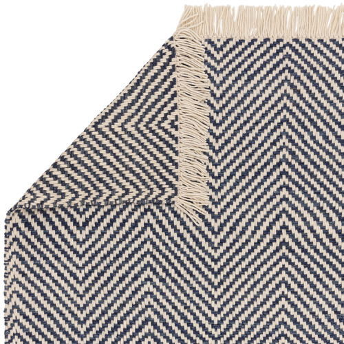 Navy Vigo Flat Weave Wool-Blend Rug | Temple & Webster