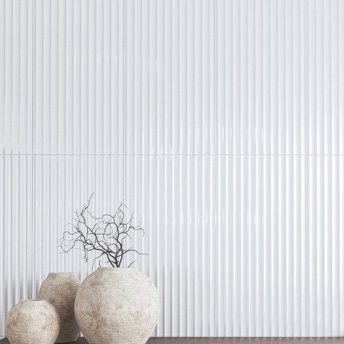 Charlotte Matt White Flute Ceramic Tile | Temple & Webster