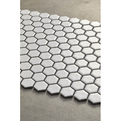 Remi 260 x 300mm Matt White Hexagon Porcelain Mosaic Tile | Temple ...