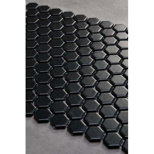 Remi 260 x 300mm Matt Black Hexagon Porcelain Mosaic Tile | Temple ...