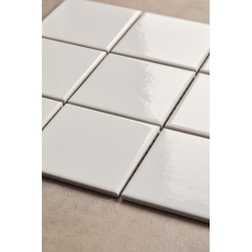 Sasha Gloss Off-White Large Square Porcelain Mosaic Tile | Temple & Webster