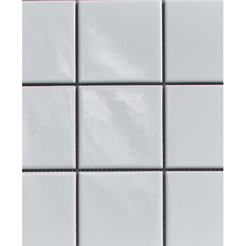 Sasha Gloss Off-White Large Square Porcelain Mosaic Tile | Temple & Webster